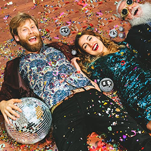 66 PCS Mirror Disco Ball for Party, 3.94/3.15/2.36/2/1.18 Inches Silver Hanging Disco Ball Reflective Glass Disco Ball for Christmas Tree Ornament Holiday Party Home Decorations