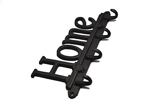 Cast Iron Decorative Wall Organizer Hooks - Home Decor Key Rack - Four Hanging Hooks - Hat Hooks, Bag, Coat Rack, Towel Hook, Accessories (12β x 6β x 1.5β)