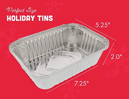 Gia's Kitchen Disposable Aluminum Pans with Lids, 24 Piece, Set of 12 - Heavy Duty Foil Pans with Lids Perfect for Leftovers, Holiday Treats, Gift Giving - Winter Friends Foil Container Rectangular