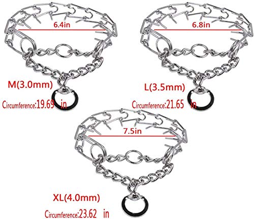 Darkyazi Durable Pinch Collar Stainless Steel Dog Adjustable Pet Training Collar for Medium Large Dogs (Large (Pack of 1), Silver)
