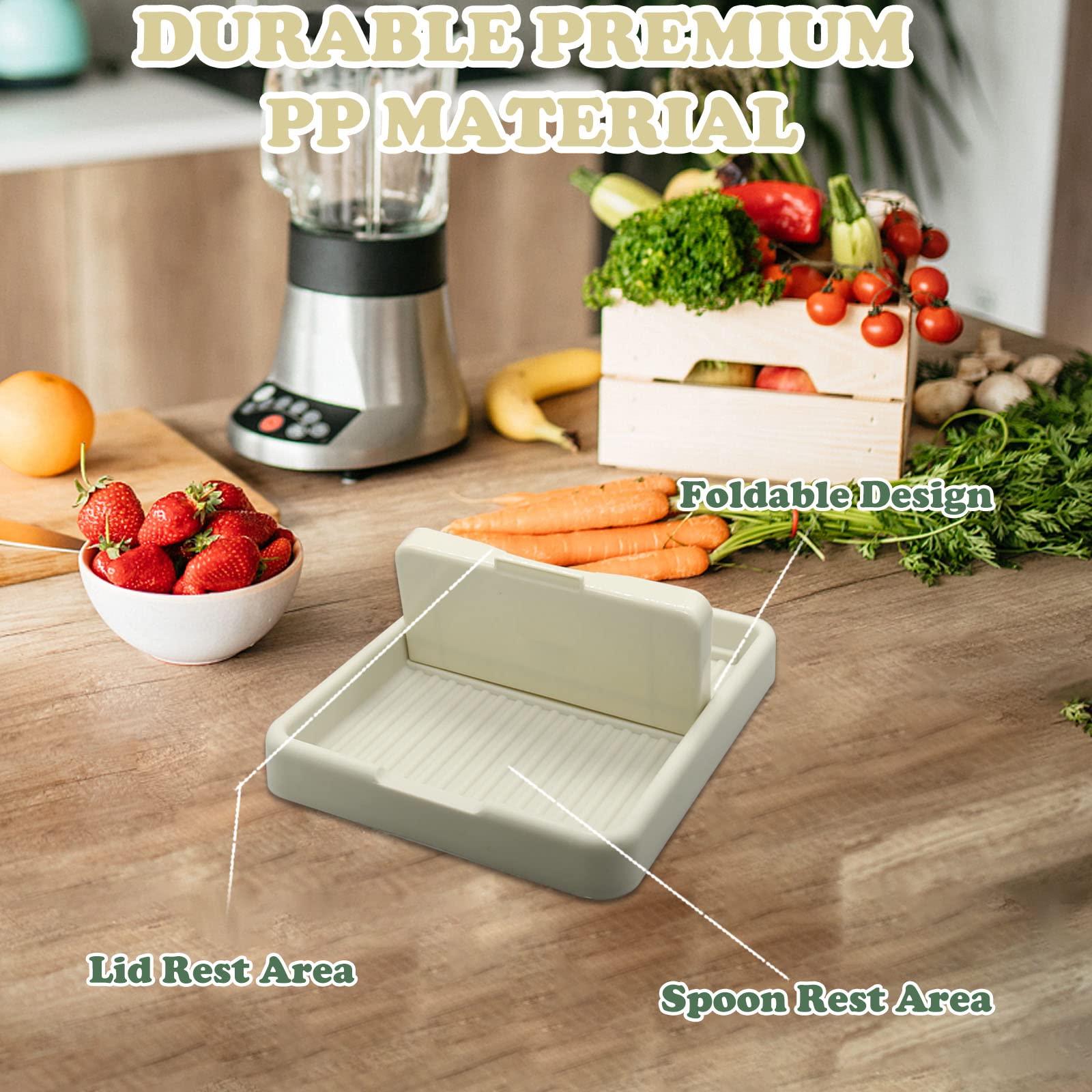 2 Pcs Spoon Rest for Kitchen Counter, Utensil Rest Kitchen Spoon Rest with Lid Holder Kitchen Gadgets Spoon Rest for Stove Top, Pan Lid Organizer Kitchen Spoon Holder for Countertop (White, Green)