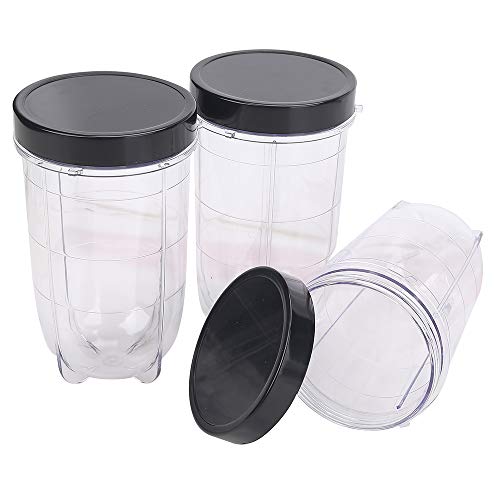 3 Pack Small 16oz Cup with Lids Magic Bulle Replacement Part Cup Mug with lids Compatible with 250w MB1001 Magic Bullet Mugs & Cups Blender Juicer Mixer