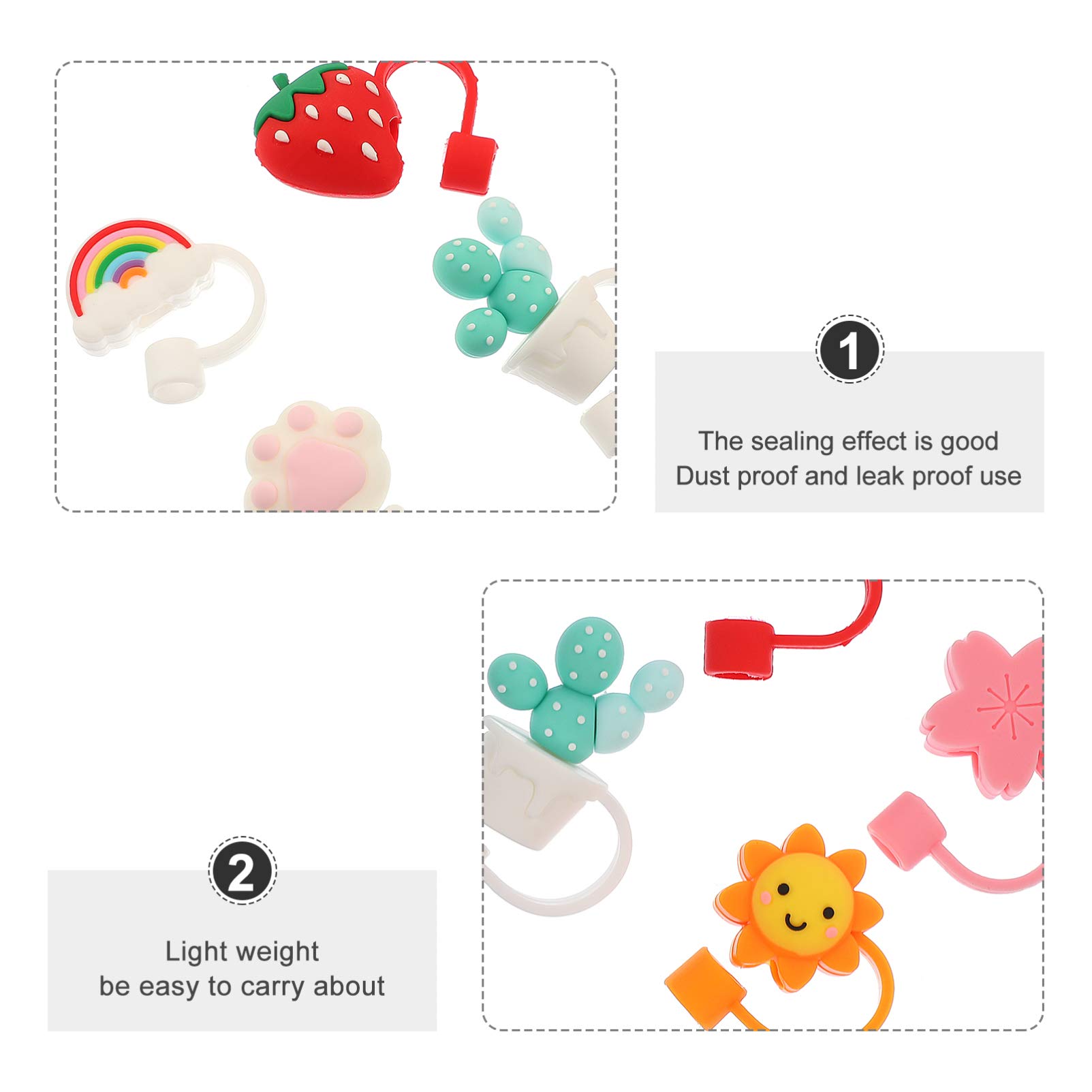 6 Pcs Straw Covers Reusable Silicone Straw Toppers Drinking Straw Tips Lids for 6-8 mm Straws