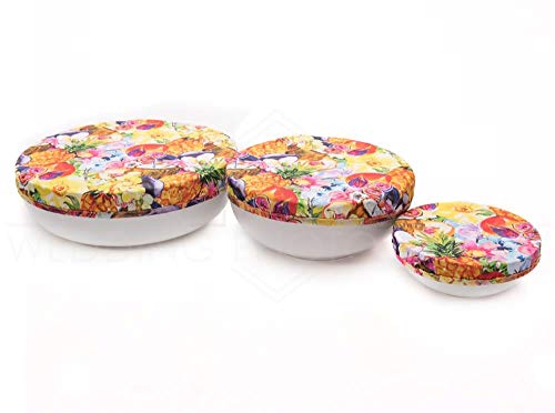 Reusable Bowl Cover â Elastic Bowl Covers Set of 3 Sizes â Stretch Bowl Covers â Reusable Food Covers â Cotton Fabric Bowl Covers with Food Safe Airtight Lining â Waterproof Eco Friendly Bowl Covers