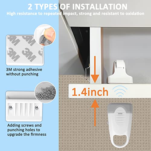 Child Magnetic Cabinet Locks (10 Locks and 2 Keys) -Baby Proofing Cabinet Latch Locks with Lighting Function, Fit Most Cabinets and Drawers