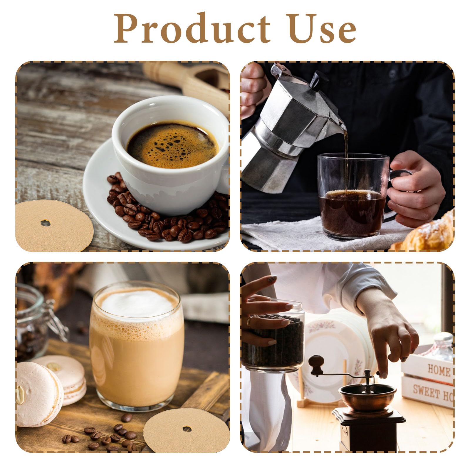 200Pcs Coffee Filters Paper,3.75Inch Disposable Unbleached Coffee Paper Filter, Round Coffee Filters Paper Replacement Compatible with Aeropre Percolator Home Office Use Brown