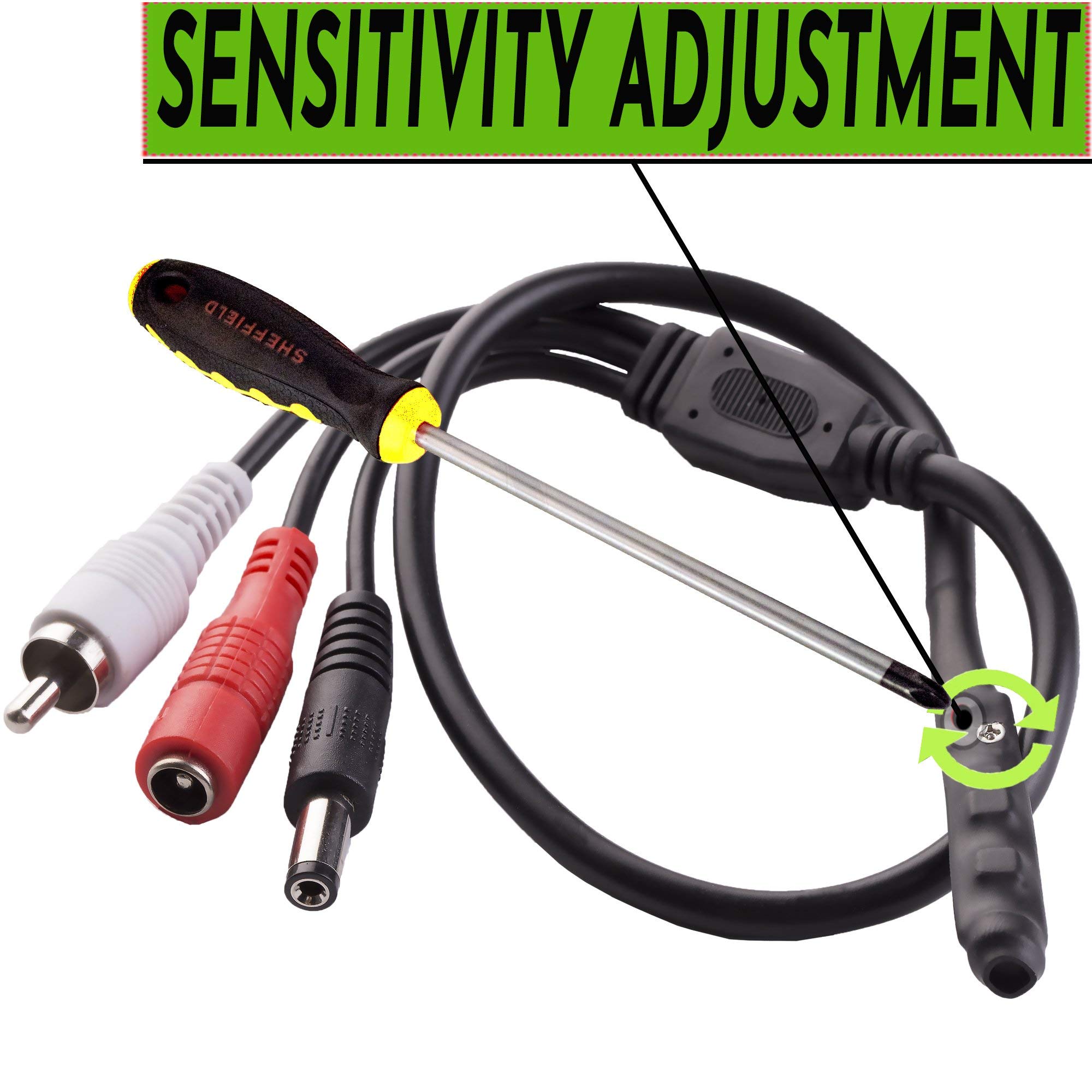 CCTV Microphone Outdoor Microphone for Security Camera IP: Audio Microphone CCTV Surveillance Microphone RCA with High Sensitive Preamp Amplified Pickup Device Mic External Camera Sound (1 Pack)