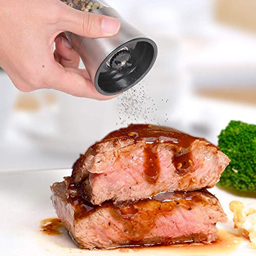 bonris Professional Stainless Steel Salt and Pepper Grinder with Adjustable Coarseness with Five Grinding Level Pepper Mill Grinders Shakers .(Single Package)