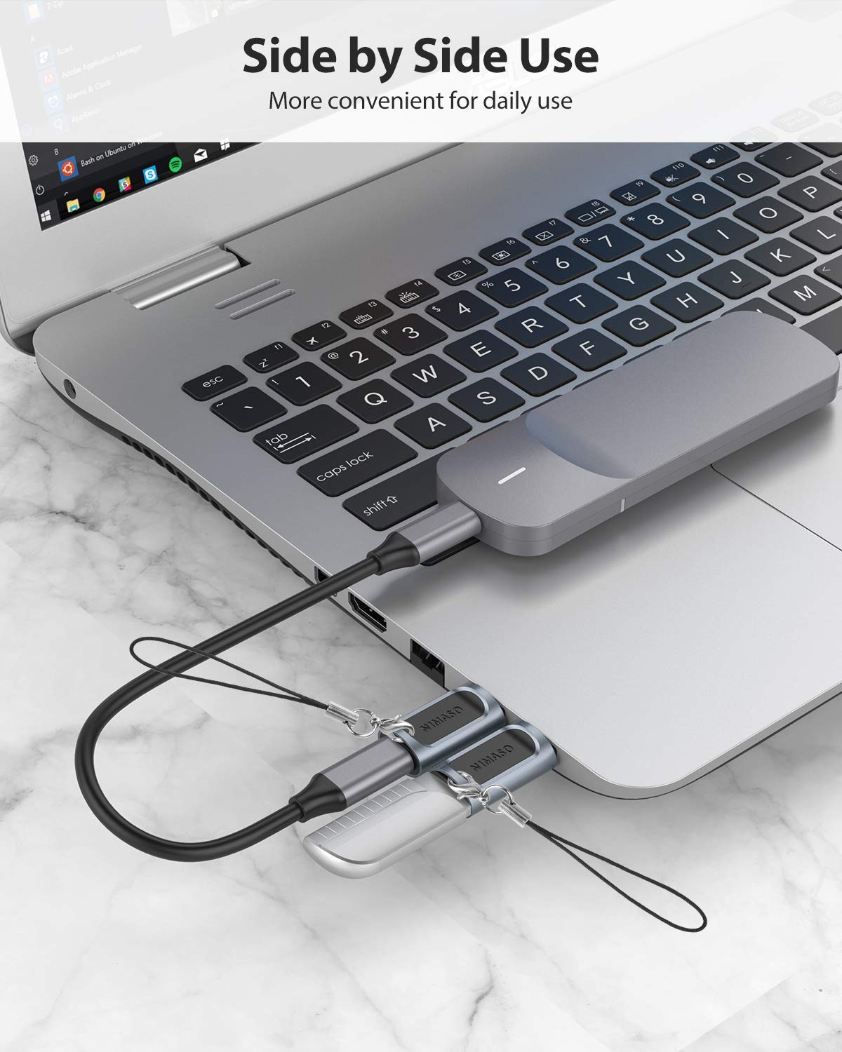 3 Pack USB C to USB 3.0 Adapter, NIMASO USB-A to USB-C Adapter 5Gbps Sync Fast Charging Compatible with Laptops, Power Banks, for iPhone 11 12, Airpods iPad 8th, Samsung Note 10 S20, Google Pixel 5 4