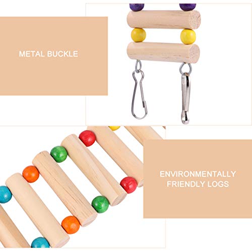 POPETPOP Bunny Toys Bird Ladder Parrot Toys - Natural Wood Step Ladder Swing Bridge for Pet Hamster Parakeet Trainning Playing Birds Cage Accessories Rabbit Toys