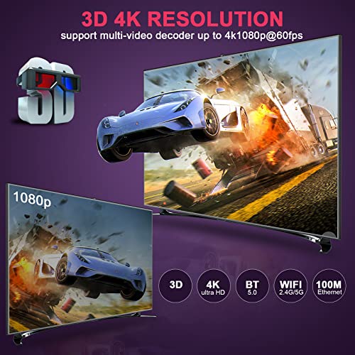 Android 12 TV Box 4G RAM 32G ROM Android TV Box H618 with Dual WiFi6 2.4G/5.8G, BT 5.0+ Quad-Core 64 Bits 4K UHD H.265 Ethernet LAN 3D TV Box
