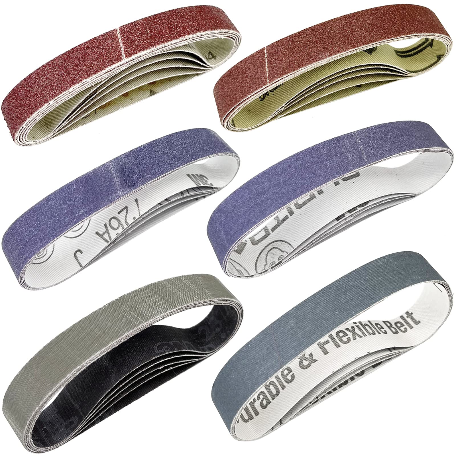 30 Pcs 3/4" x 12" Replacement Knife Sharpener Sanding Belt Kit for Work Sharp Knife & Tool Sharpener Ken Onion Edition (WSKTS-KO), 80/120/240/400/1000/2500 Grits