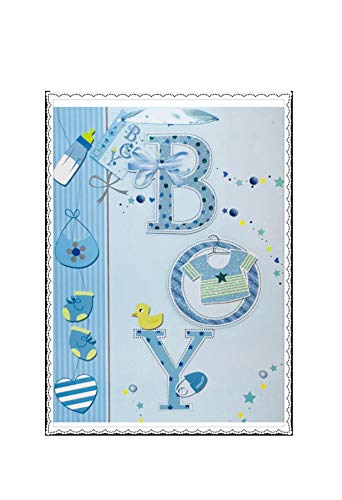 Golden J Store 16.5" Extra Large Baby Gift Bags with Tissue Papers for Baby Showers 2-Pack (Blue)
