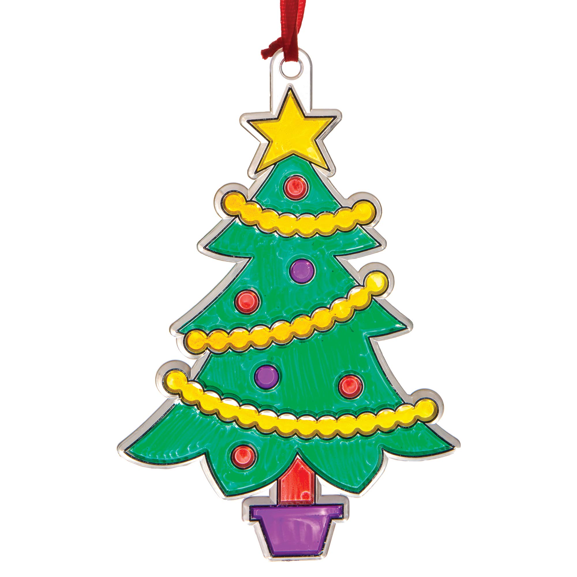 Baker Ross AT294 Christmas Suncatcher Decorations,Acrylic - Pack of 10, Festive Arts and Craft, assorted