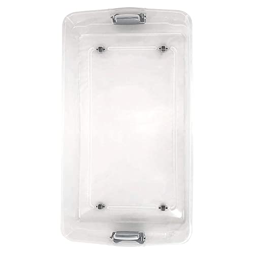 HOMZ 60 Quart Multipurpose Slim Underbed Storage Container Bins with Secure Latching Lid and Wheels for Home or Office Organization, Clear (2 Pack)