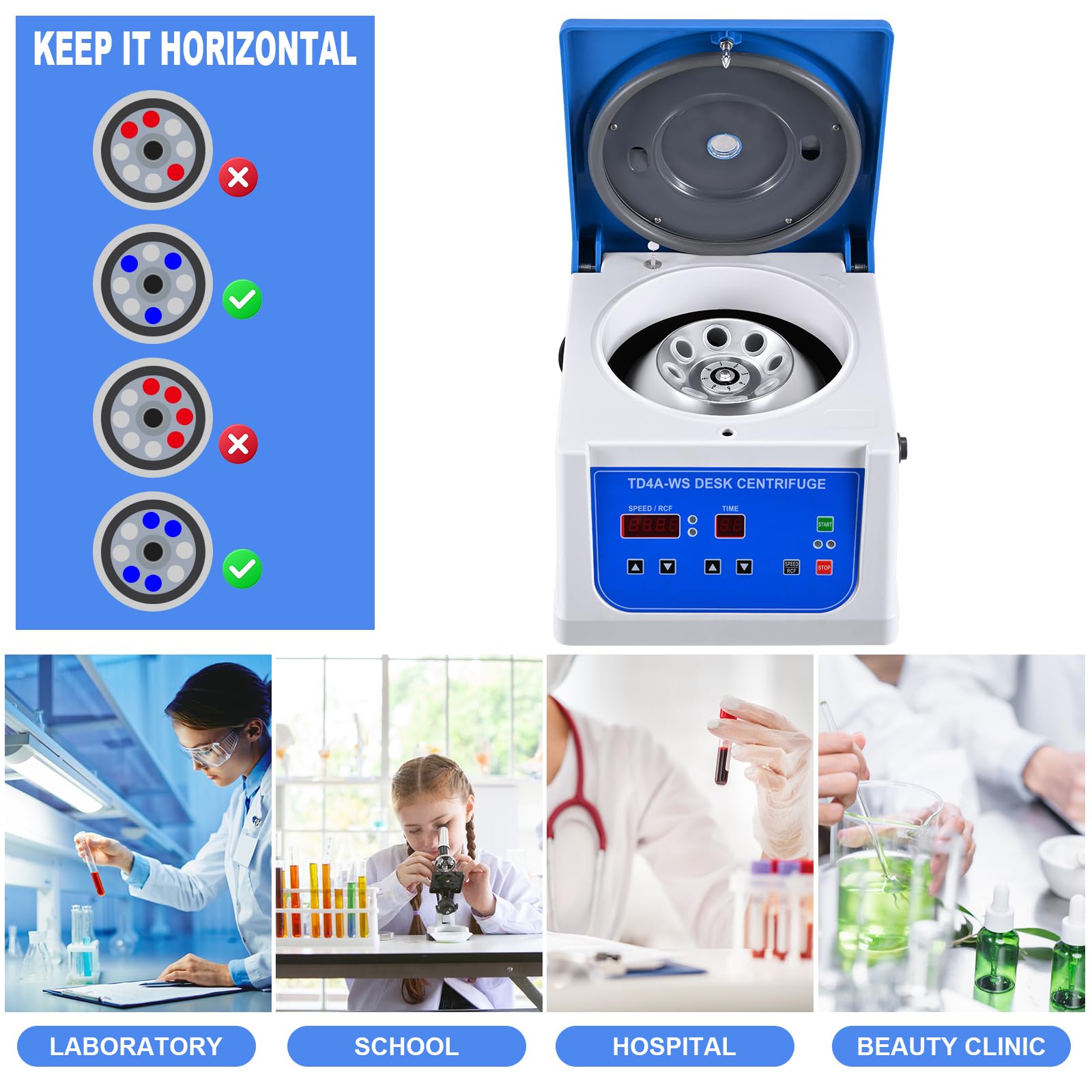PRP Centrifuge Lab Desktop Centrifuge Machine with 12x10ML Place Rotor, 110 V Variable Speed 500-4,000 RPM Benchtop Centrifuge,90 Min Timer