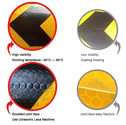 AISEY 2" X 30ft Reflective Safety Hazard Warning Tape Waterproof Yellow Black - High Intensity Reflector Tape for Outdoor Steps