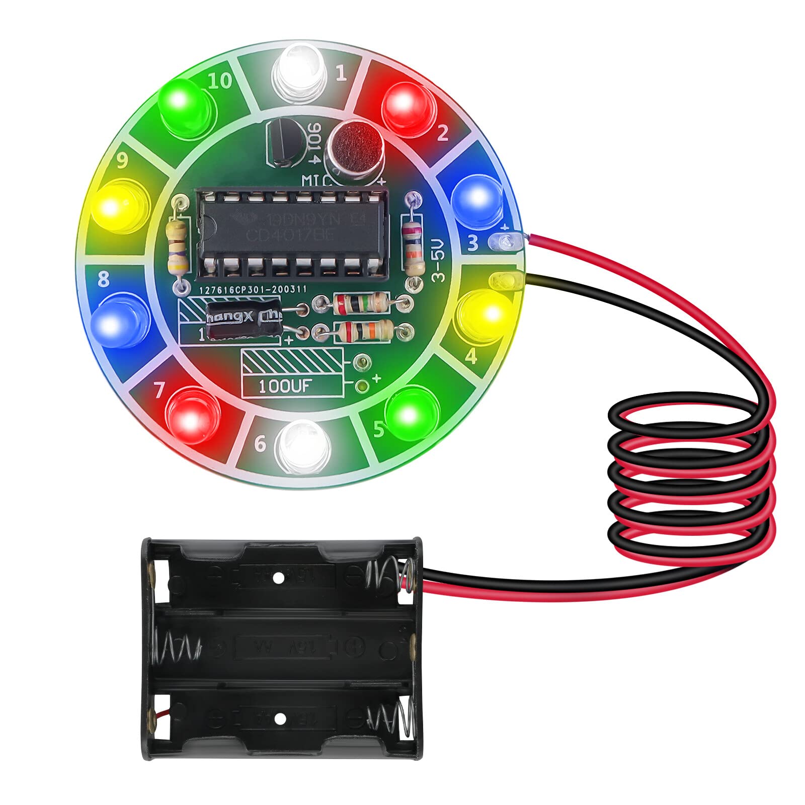 Soldering Project DIY Electronic Kits - MakerHawk Circuit Board Practice Kit Colorful LED Spinning Wheel Rotate with Music for Adults Kids Beginners Girlfriend