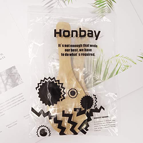 Honbay 2PCS Bamboo Rice Scoops Paddles for Kitchen (20cm)