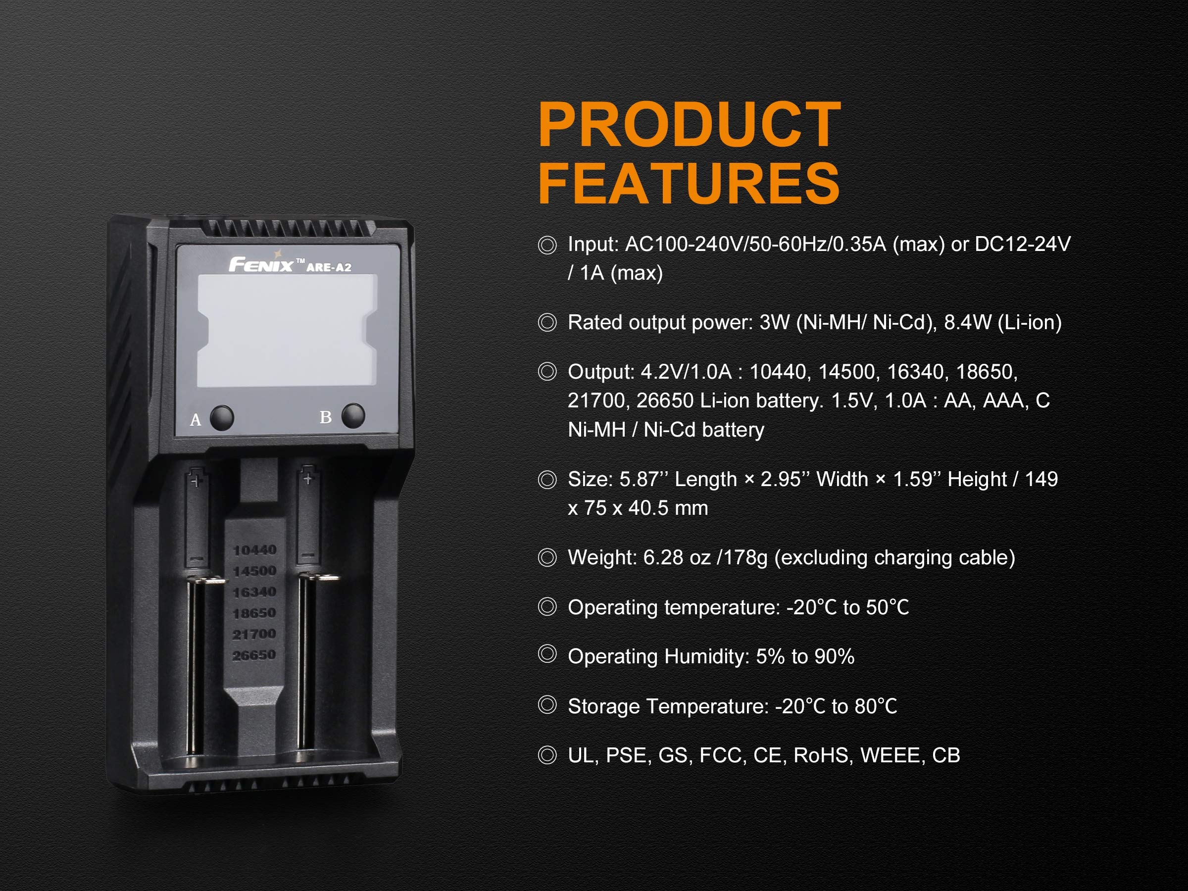 EdisonBright Fenix are-A2 Home/in-car Battery Charger for 21700/18650/16340 BBX5 Battery Carry case Bundle