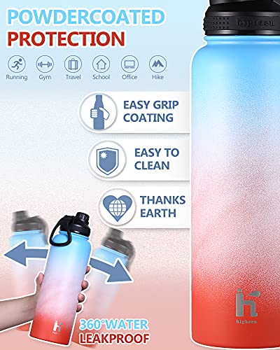HAPHOM Insulated Water Bottle 37oz Sport Water Bottle 18/8 Stainless Steel BPA Free Sweat Proof and Hinge Lock Lid Anti-Rust Suitable for All People and Anywh