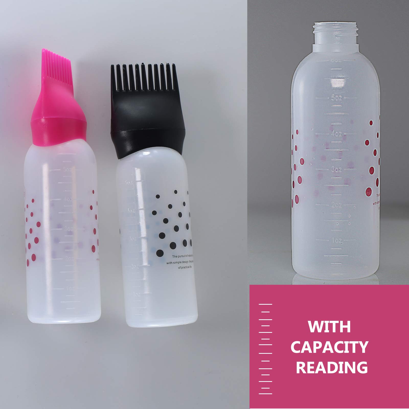 Poitemsic 3pcs 6oz Hair Color Oiling Bottles Root Comb Squeeze Applicator Bottles With Dots For Hair Dye Coloring & Oiling Care,Hair Bleach