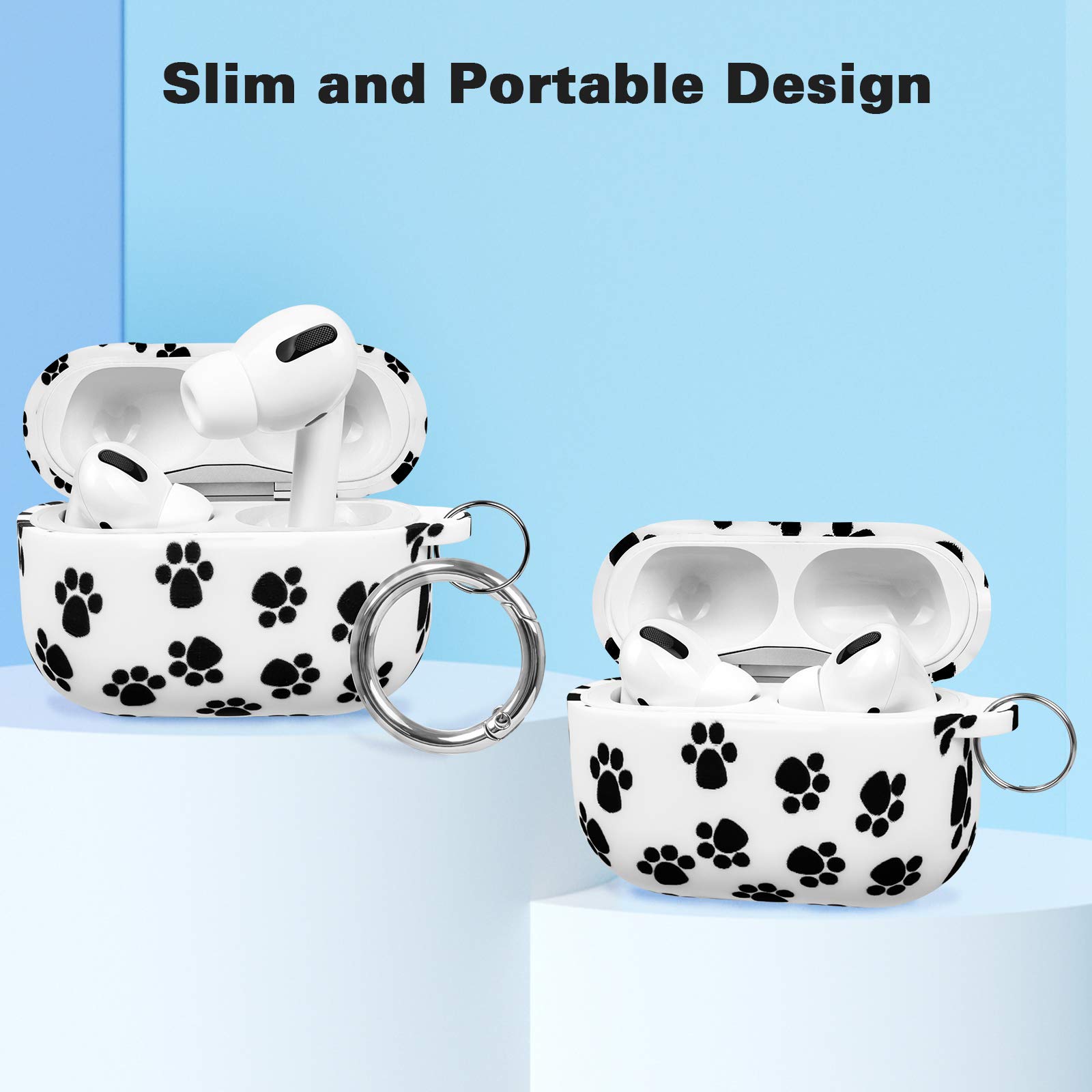 FRDERN AirPods Pro case with Keychain Soft Silicone Fadeless Pattern Printed Case Cover Skin Women Girls Men, Support Wireless Charging for AirPods Pro (Dag Paw)
