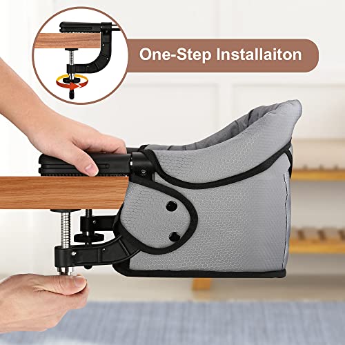 Hook On Chair, Safe and High Load Design, Fold-Flat Storage and Tight Fixing Clip on Table High Chair, Removable Seat Cushion, Attach to Fast Table Chair (Black)
