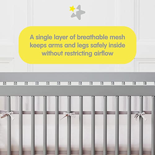 BreathableBaby–Breathable Mesh Crib Liner–Deluxe Muslin Collection–Pink– Fits Full-Size Four-Sided Slatted and Solid Back Cribs–Anti-Bumper