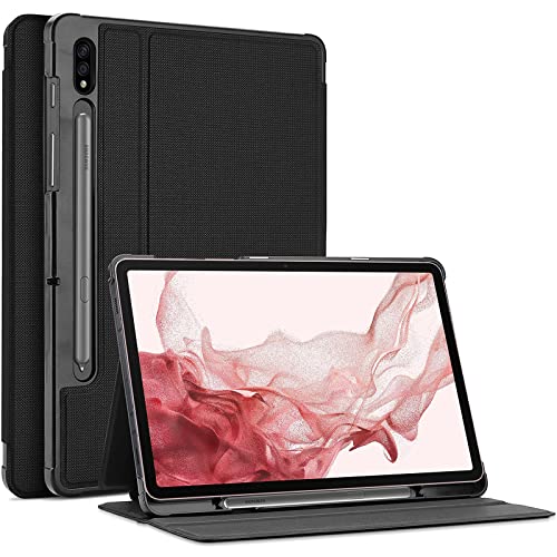 ProCase for Galaxy Tab S8 /Tab S7 Case 11 inch with S Pen Holder, Slim Stand Protective Folio Smart Cover for Galaxy Tablet (SM-X700/X706/T870/T875/T878) 2022/2020 Release -Black