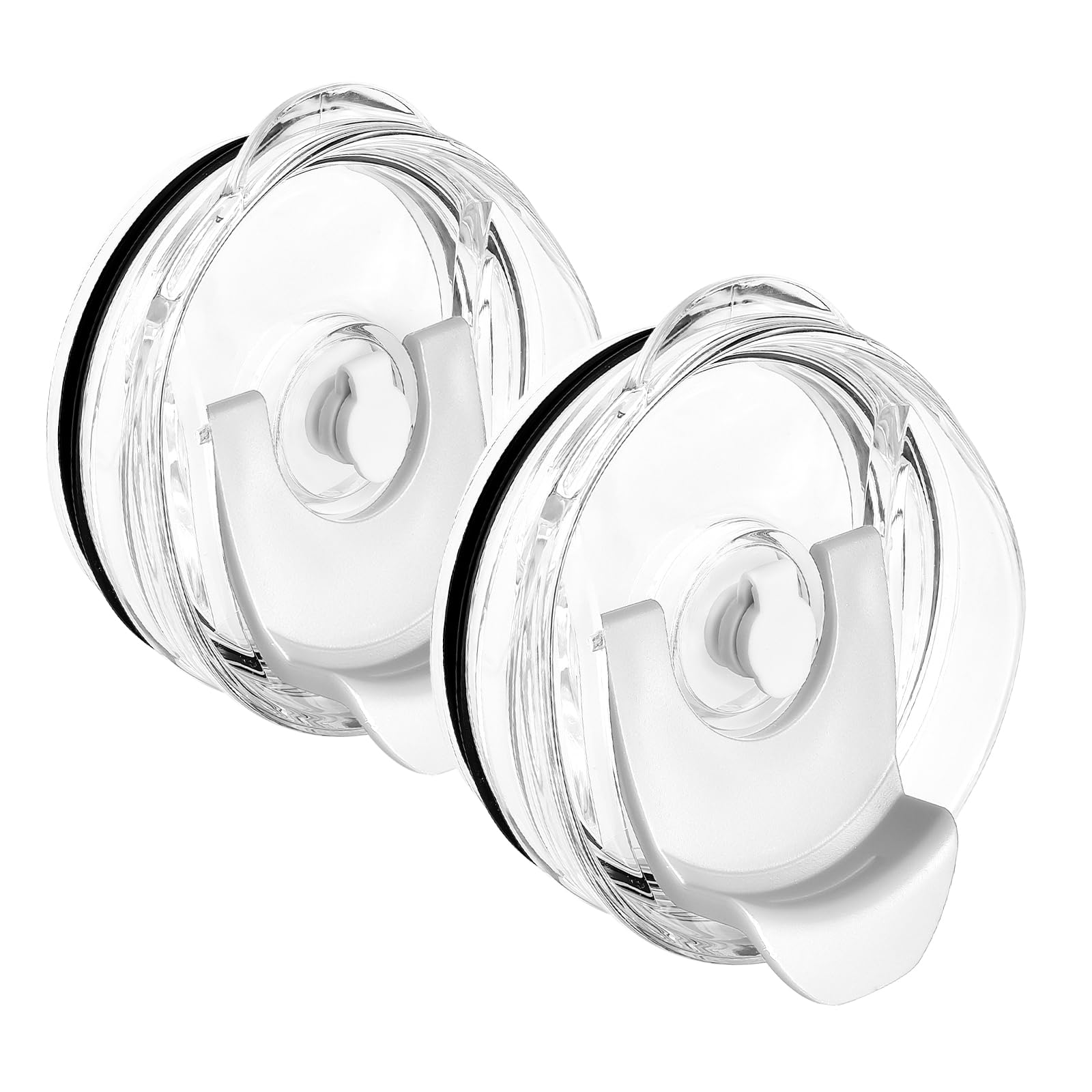 2 Pack replacement lids for 40 oz tumblers, compatible with YETI, RTIC, Ozark Trail, And Others. Dual drinking options: Sip Directly Or Use a Straw Through The Flip-Open Lid (White)