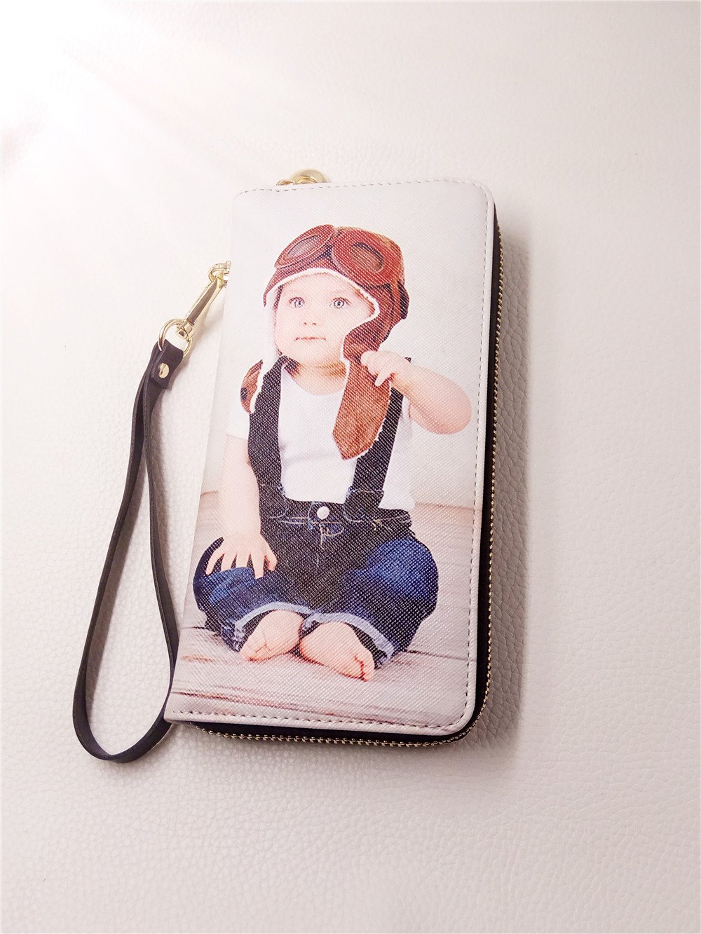 a266XDKSJK Women Leather Wallet Custom Photos Wallets Personality Clutch Bag Card Case Cash Holder Wallets Print Any Photo(Black Double Side)