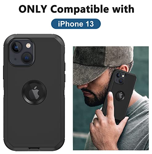 Aimoll-88 for iPhone 13 Case, iPhone 14 Case,with Built in Screen Protector Heavy Duty Drop Protective Phone Case, Military Grade Full Body Shockproof Dust Proof Cover for Apple iPhone 13 (Black II)