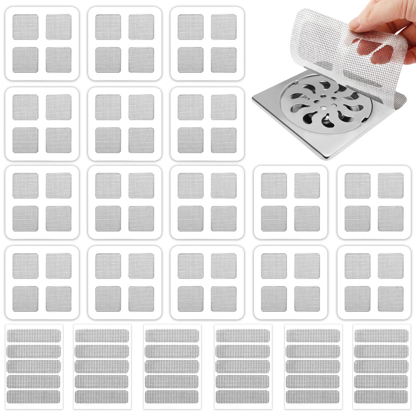4 inch Disposable Shower Drain Cover Hair Catcher Shower Drain Mesh Stickers, Floor Drain Sticker for Bathroom, Laundry, Bathtub, Kitchen, Sink, 50 PCS Pack(grey)