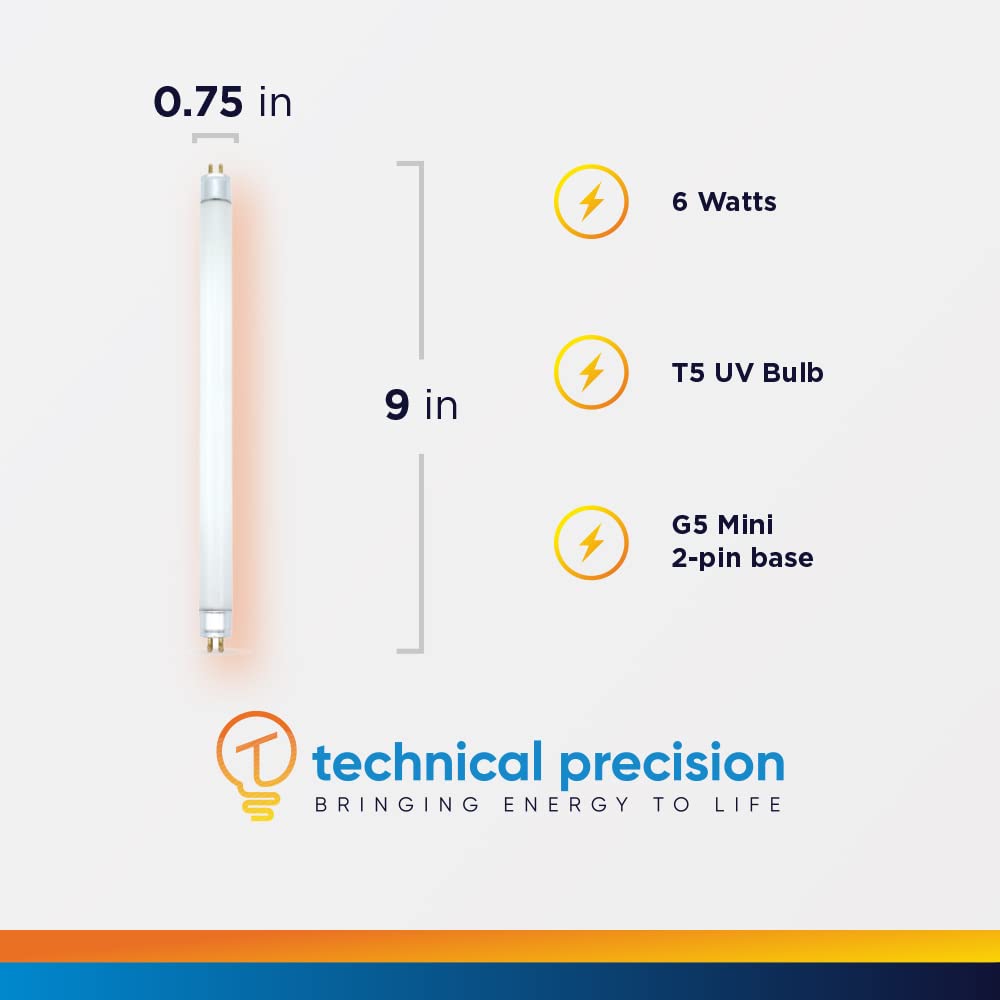 32050 Replacement Bulbs for Dynatrap XL by Technical Precision - F6T5 Bulb 9 Inch 6 Watt Fluorescent Tube Dynatrap Replacement Bulbs - G5 Mini 2-pin Base - Dynatrap 1 Acre Replacement Bulbs - 4 Pack