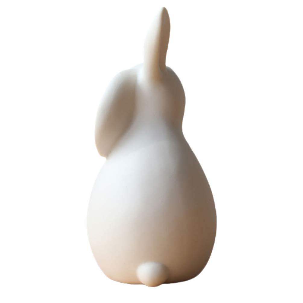 Amosfun Ceramics Bunny Figurine Easter White Bunny Figurines Home Decor Rabbits Ornaments for Home Easter Garden Micro Landscape Decorations White