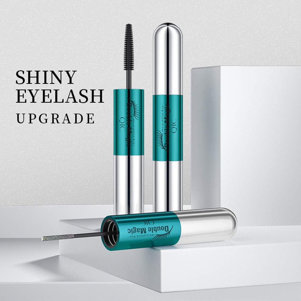 MiDenso 4D Lash Mascara Silk Fiber Eyelash Mascara Waterproof Thicker Longer Voluminous Eyelashes Makeup Long Lasting Glitter Eyelash Double Head 2 Effect and Natural