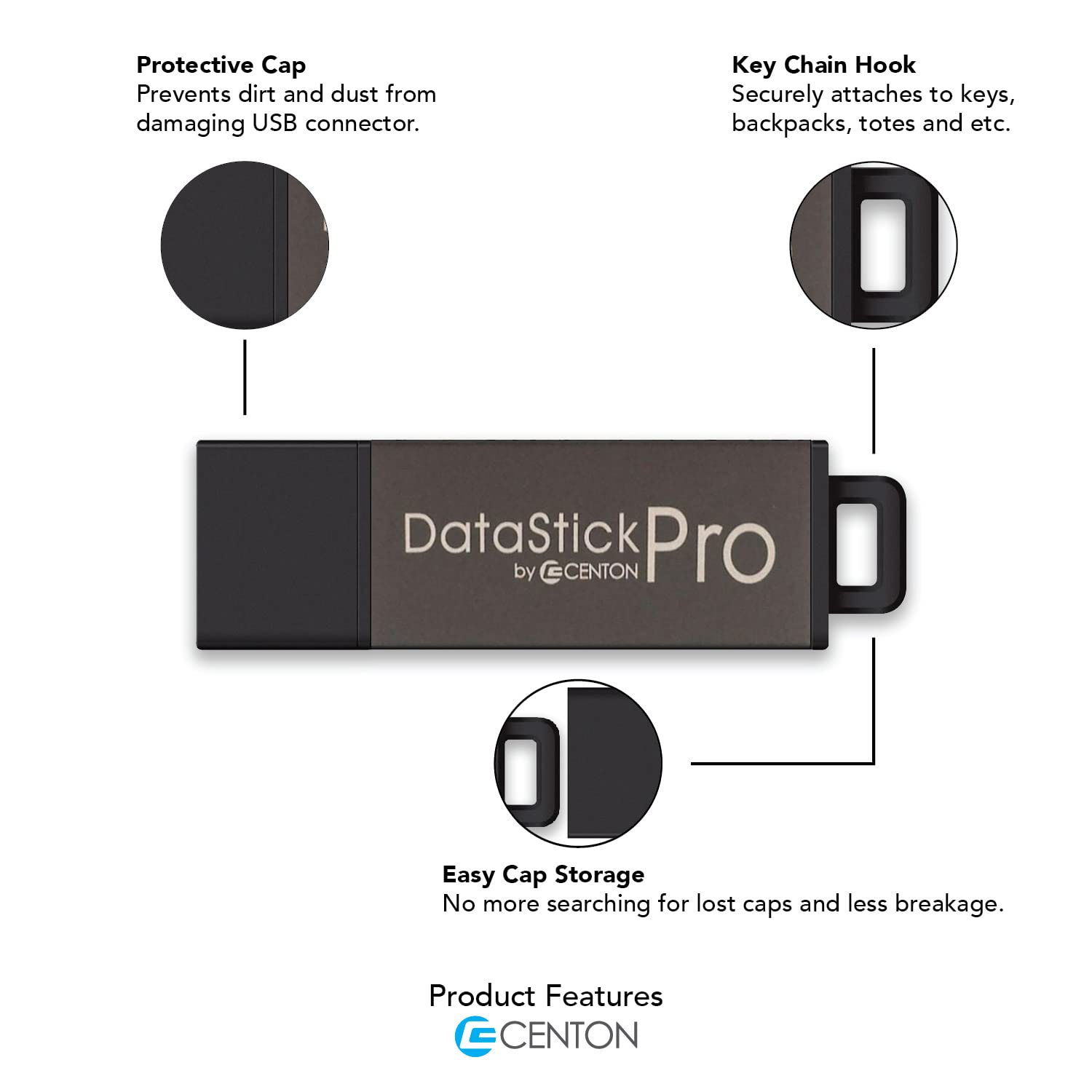 Centon DataStick Pro USB 2.0 Flash Drive 8GB x 25, Grey
