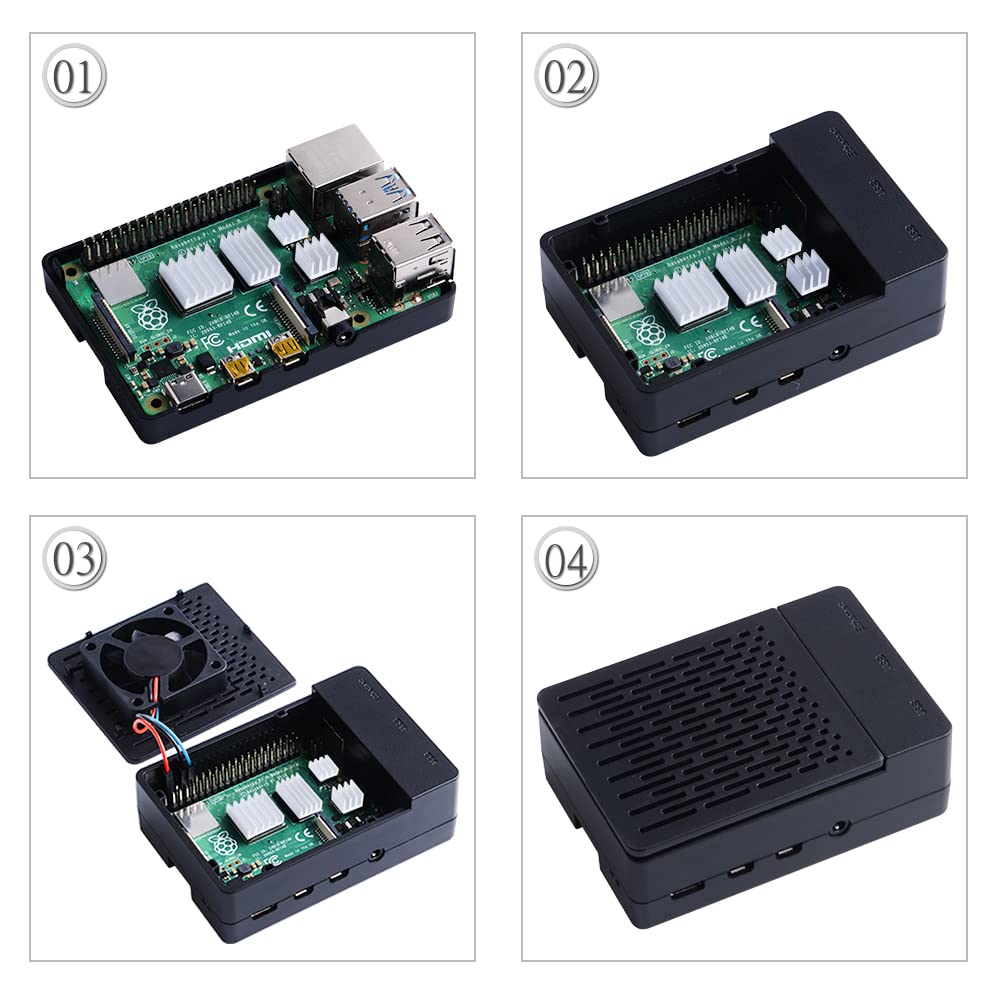 GeeekPi Case with PWM Fan for Raspberry Pi 4, 18W 5V 3.6A Power Supply for Raspberry Pi 4, Heatsinks, 64GB Preloaded (RPI OS) Card, Card Reader, Micro HDMI Cable, for Raspberry Pi 4 8GB/4GB/2GB/1GB