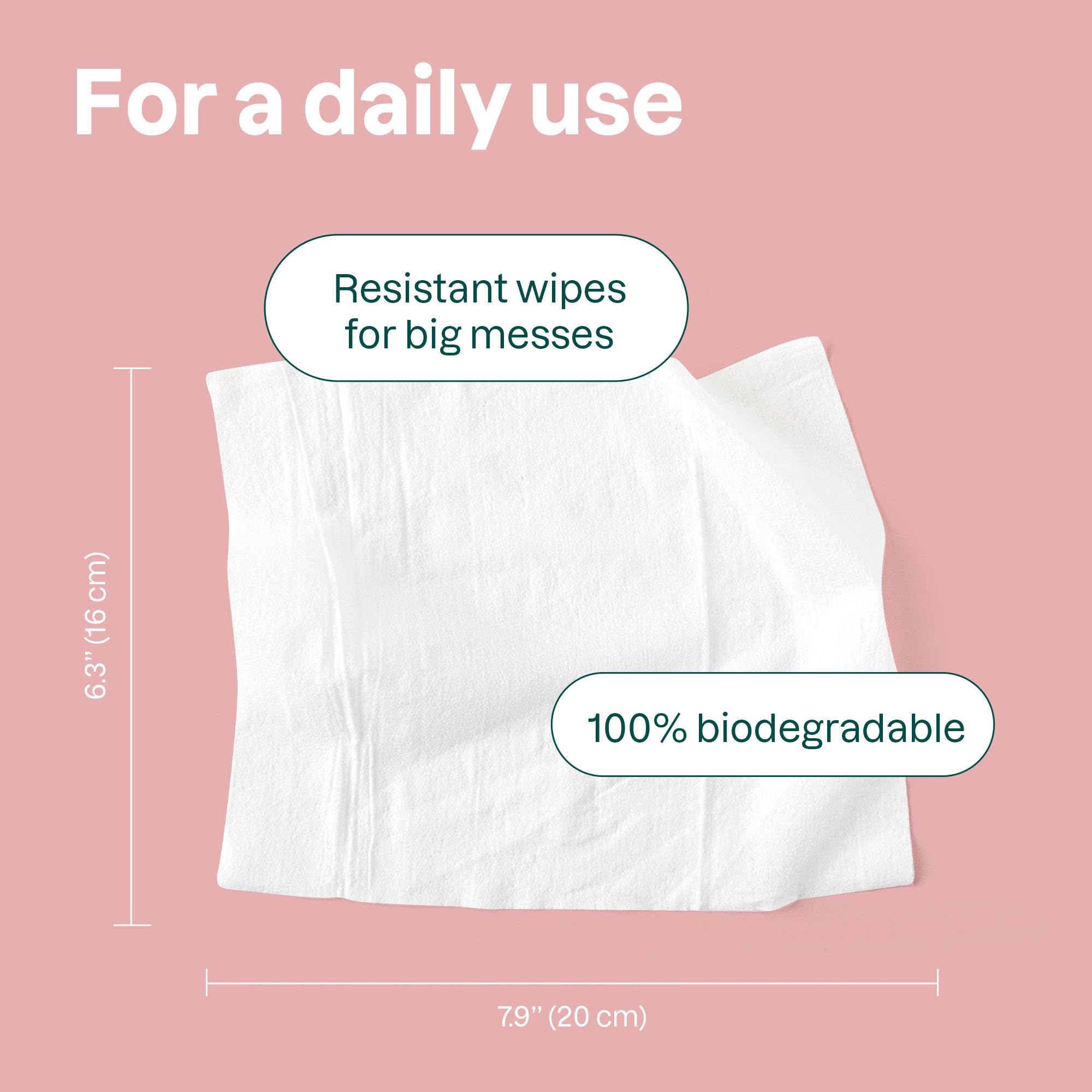 ATTITUDE Biodegradable Baby Wipes, Plant Based Unscented Diaper Wipes for Babies and Newborn, Dermatologically Tested, Vegan, 72 Count (Pack of 3)
