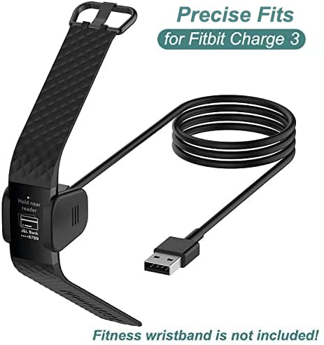 Charger for Fitbit Charge 4 & Fitbit Charge 3, Replacement Charging Cable Clip Cord Dock for Fitbit Charge 3 / Charge 4 Activity Tracker