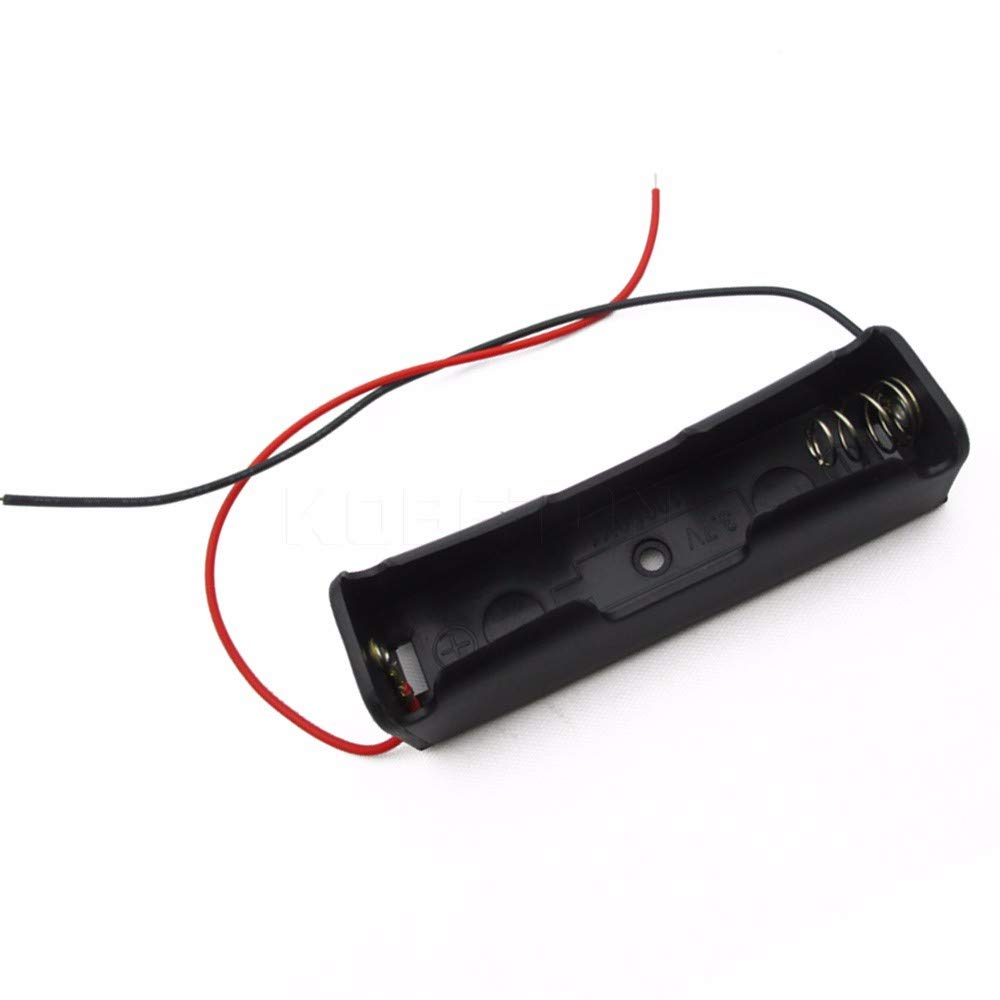 Envistia Mall 1S 18650 Battery Holder Case Box for 1X 18650 Button Top 3.7V Li-Ion with 6" Wire Leads