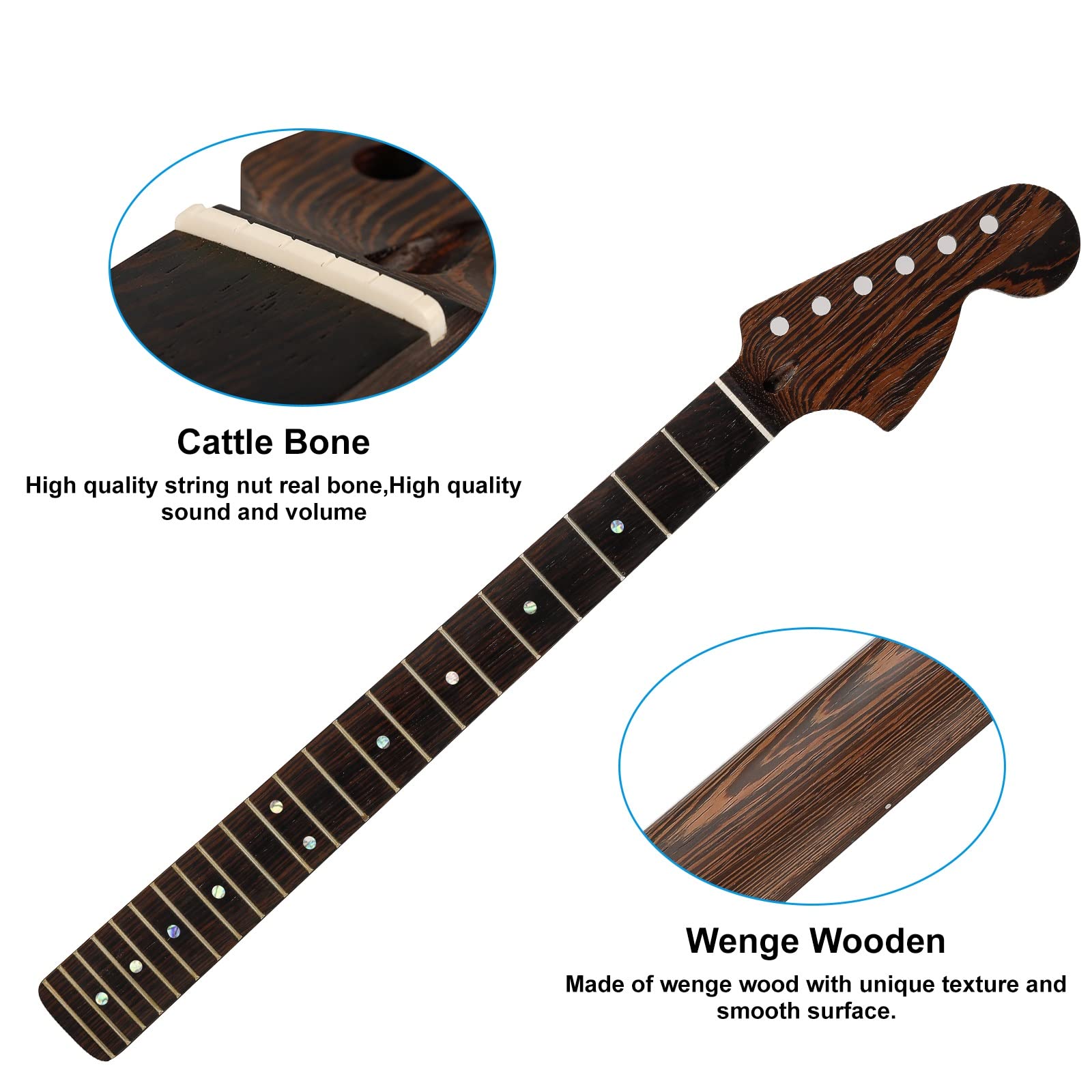 22 Fret ST Wenge Electric Guitar Neck Big Head for ST Style Guitar DIY Parts Replacement