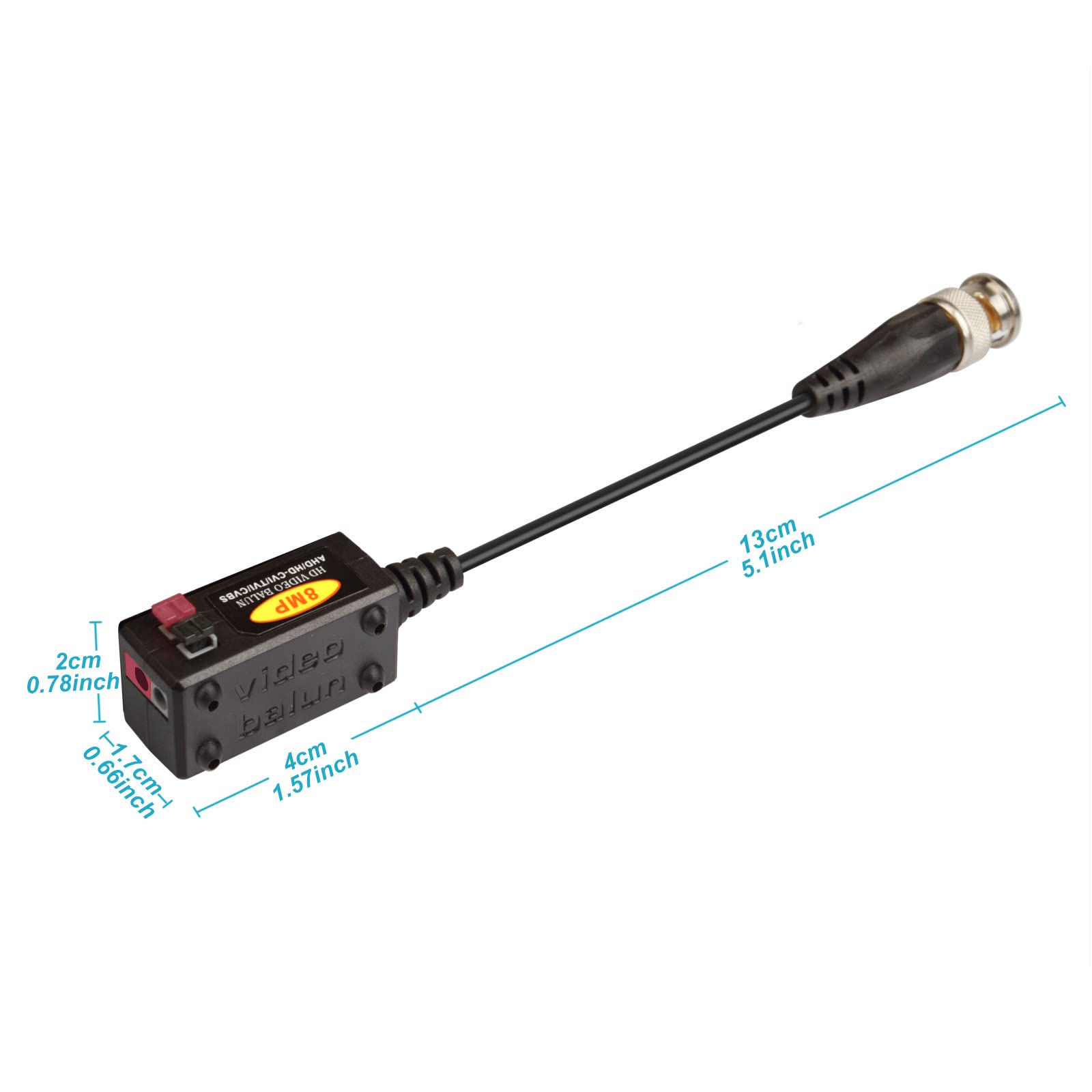 eoere 20 Pairs Passive HD BNC Video Balun Transceiver Transmitter AHD/TVI/CVI/CVBS Cable Connectors for 720P/960P/1080P/3MP/5MP/8MP CCTV Security Cameras