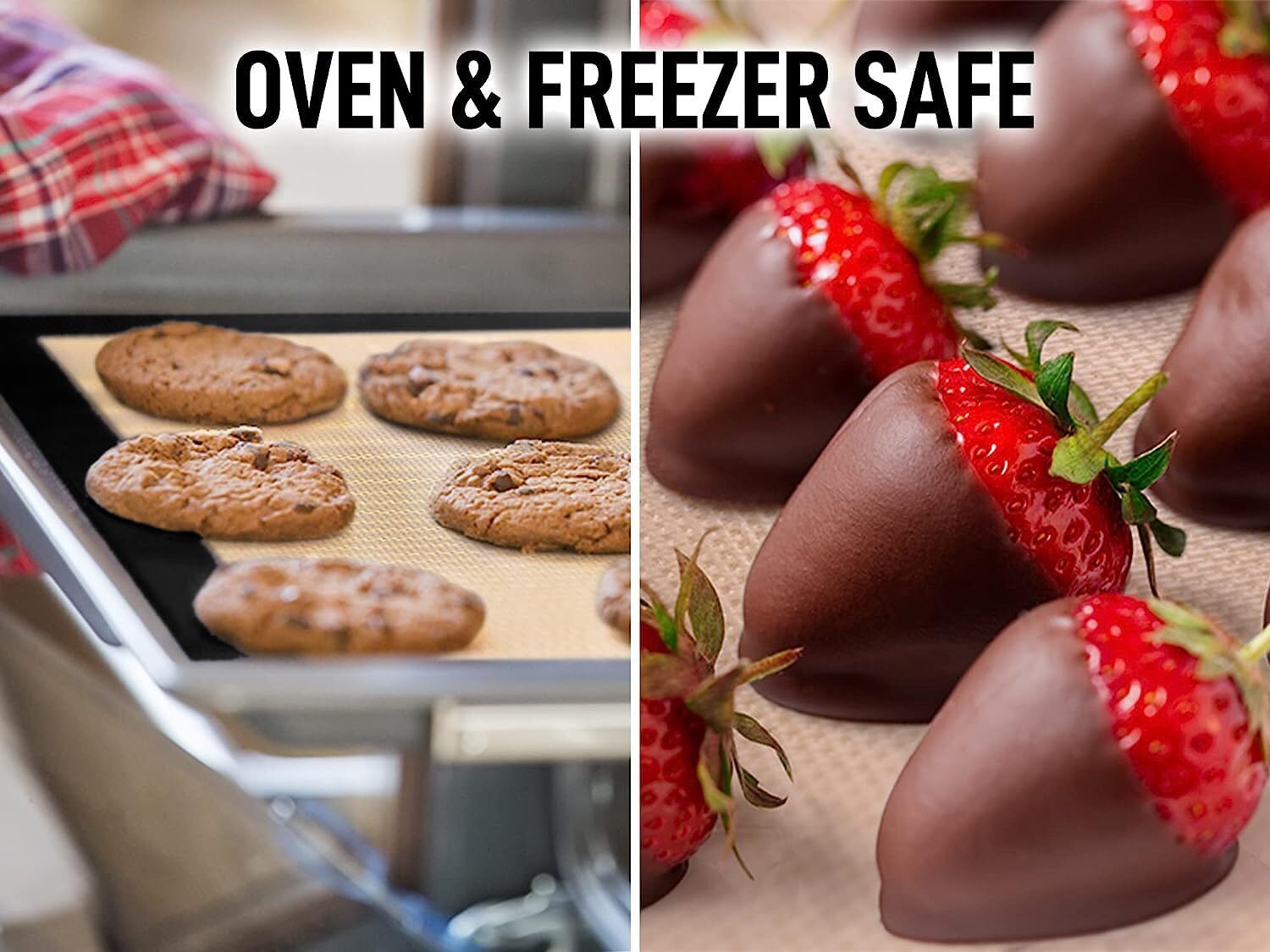 2 Pack Silicone Fibreglass Reusable Baking Mats for Oven,Cookie Tray, Pizza Mat, Heat Resistant,15.7 * 11.8 inch (Black, 0.7)