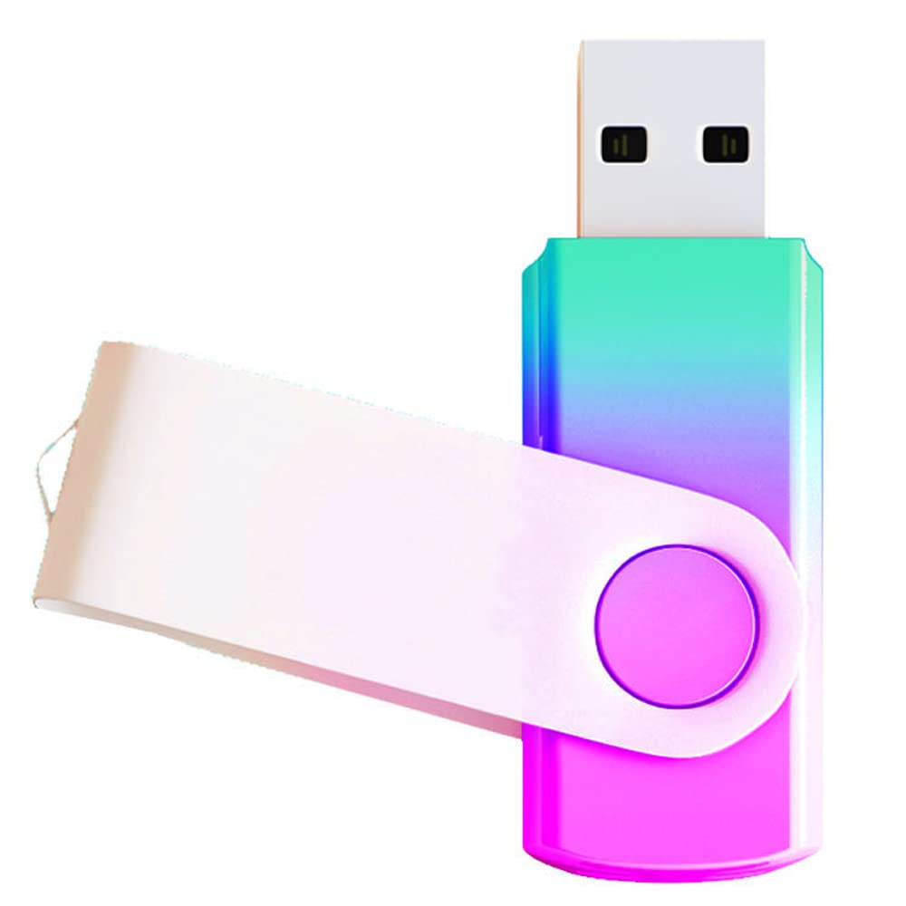 32GB 10 Pack USB Flash Drives Gradient Color USB 2.0 Memory Stick Wholesale Bulk Swivel Design Thumb Drive for Data Storage