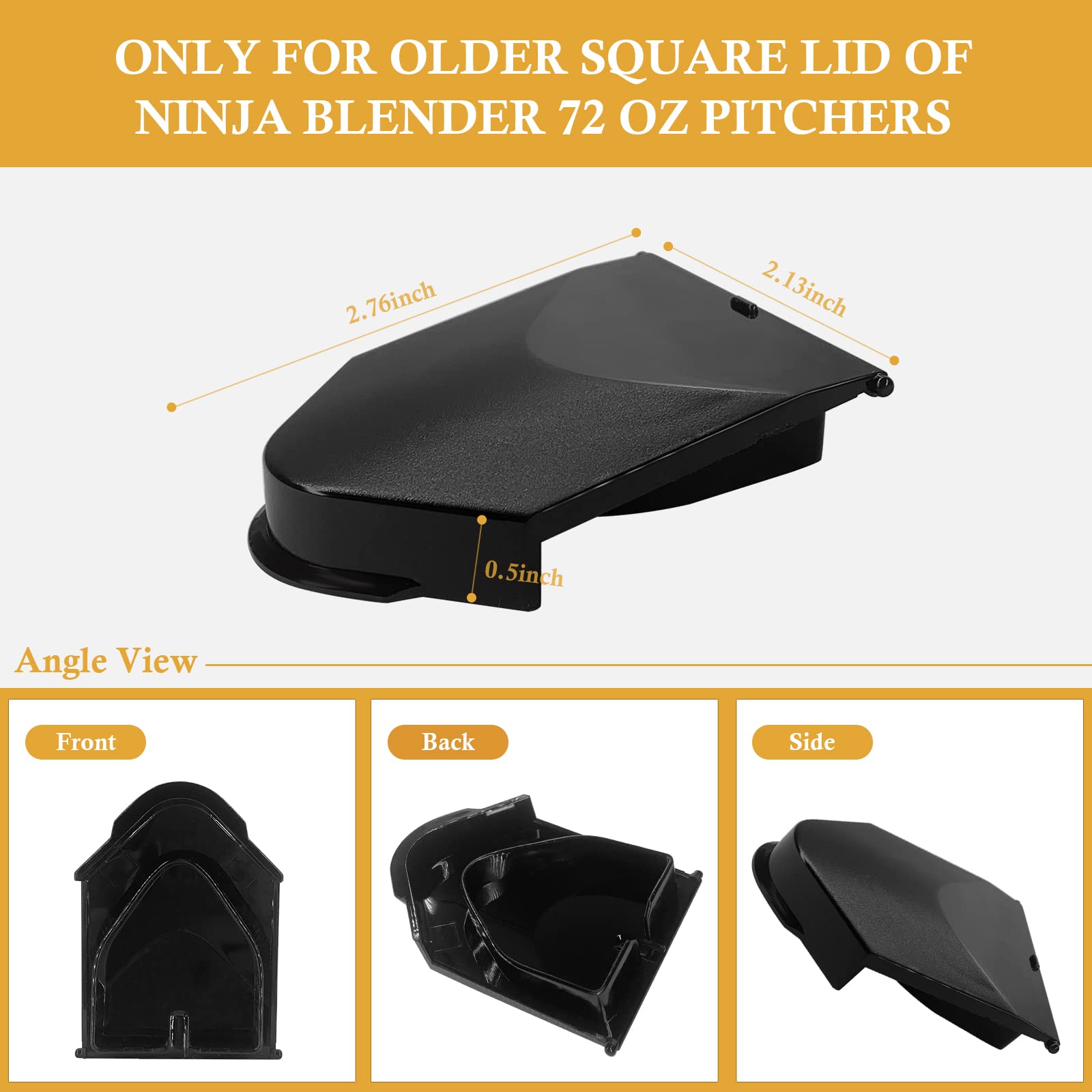 2Pcs Spout Cover for Ninja Blender Lid, Replacement parts for Ninja Blender 72 oz Pitcher, Accessories for Ninja Blender, Replacement Lid Flap Spout Cover, Black, NJ600 BL610 BL740 BL700 More