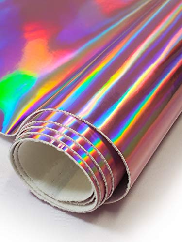 Fabric Empire Vinyl Upholstery Plain Hologram Glossy Smooth Fabric 54" Wide Sold by The Yard (Light Pink)