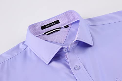 Alex Vando Mens Dress Shirts Wrinkle Free Regular Fit Stretch Bamboo Button Down Shirt,Lilac,XL