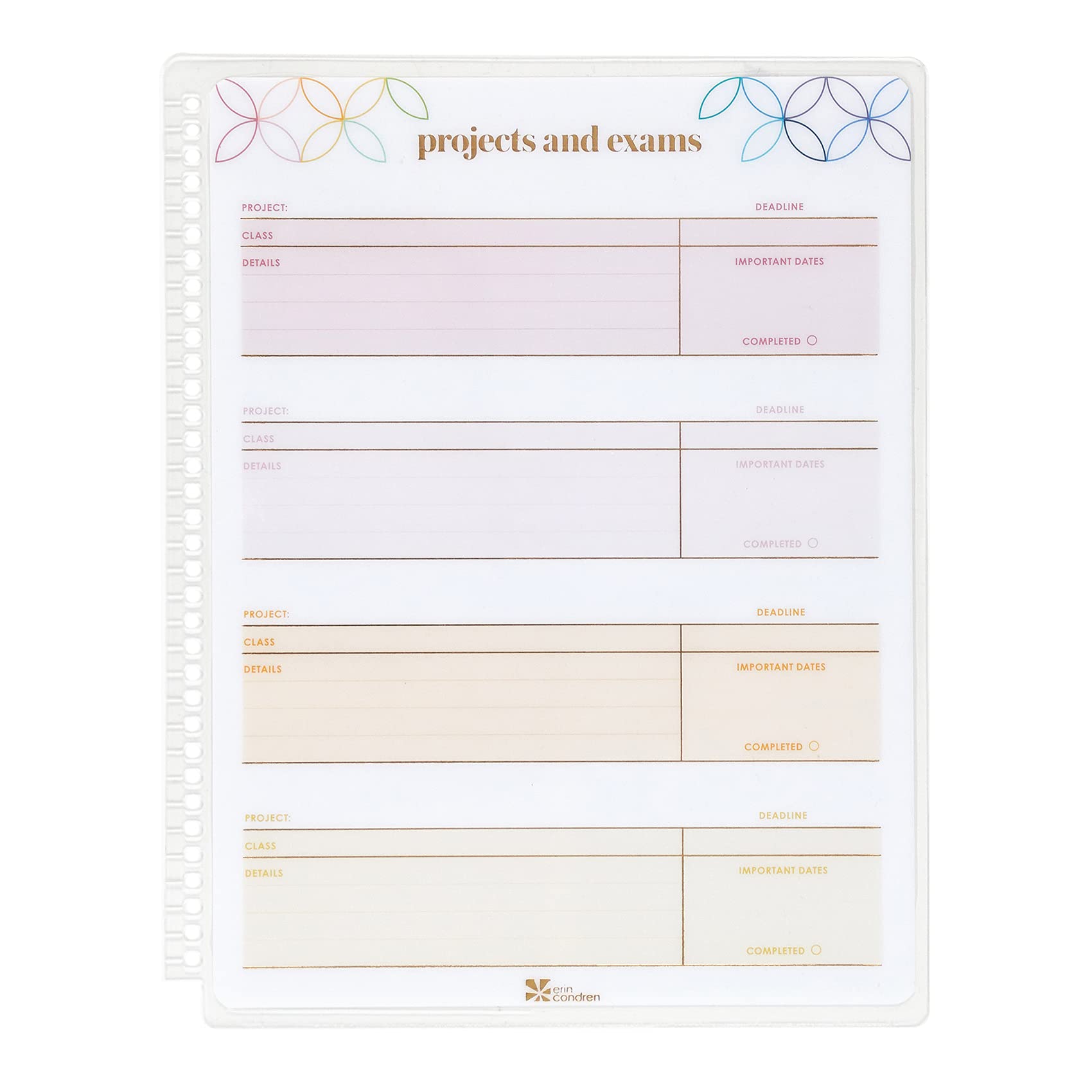 7" x 9" Snap-in Dashboard for Projects & Exams. Two-Sided Wet Erase Surface. Gold Metallic Accents. Fits Spiral Notebooks 7" x 9" or Larger by Erin Condren.